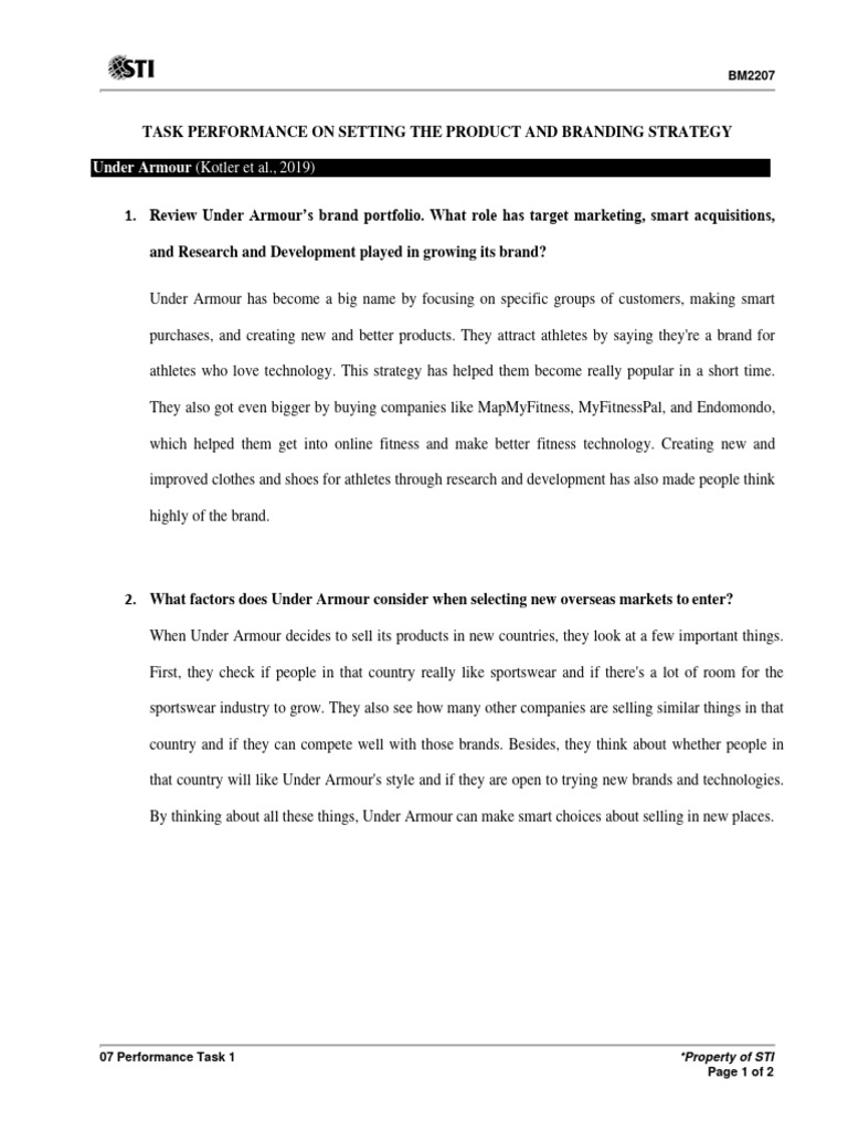 07 Performance Task 1 | PDF | Brand | Marketing