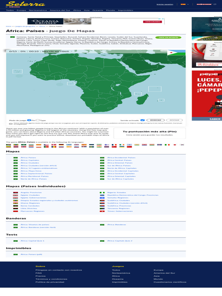 África Países - Juego de Mapas - Seterra | PDF | África