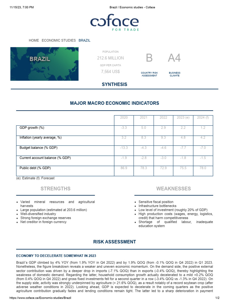 Brazil Economic Outlook 2023-2024 | PDF | Government Budget Balance ...