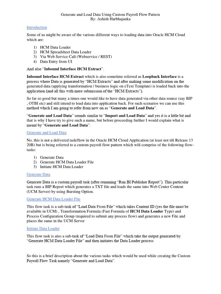 Generate and Load Data Using Custom Payroll Flow Pattern 1666067816 | PDF | Parameter (Computer ...