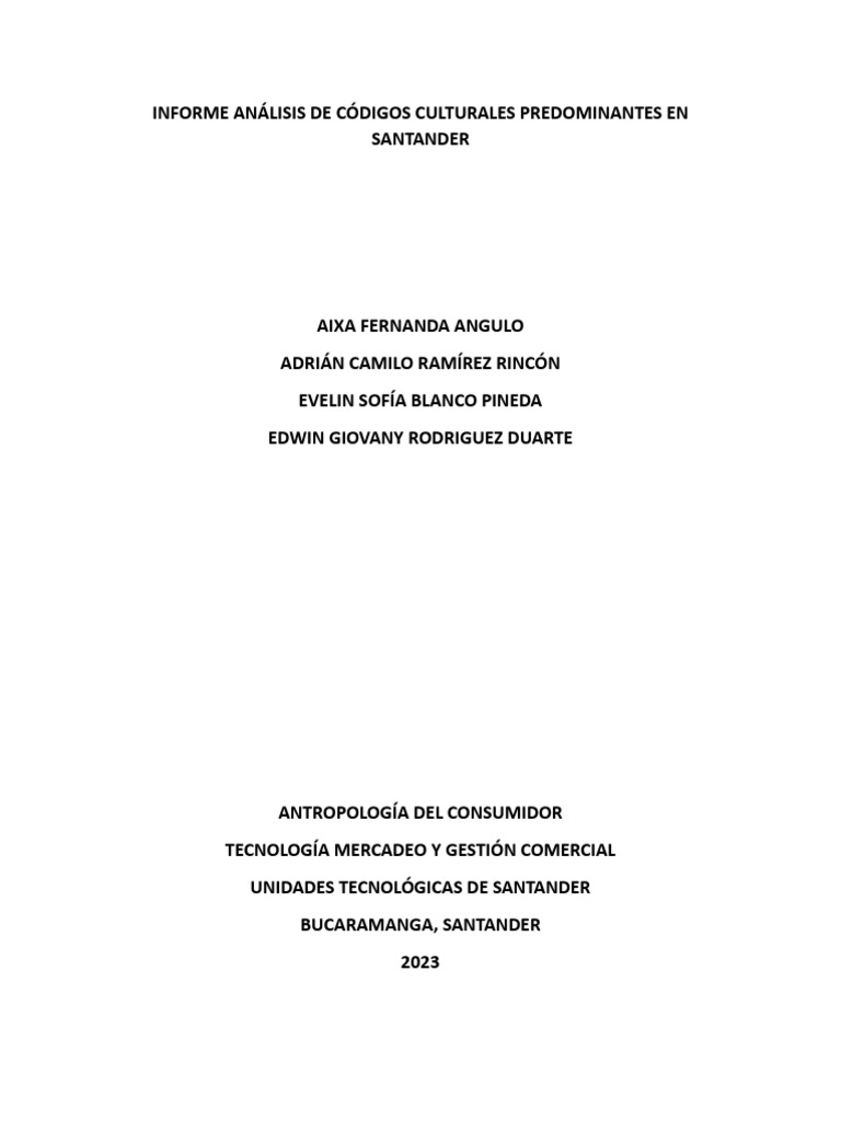 Códigos Culturales de Santander | PDF