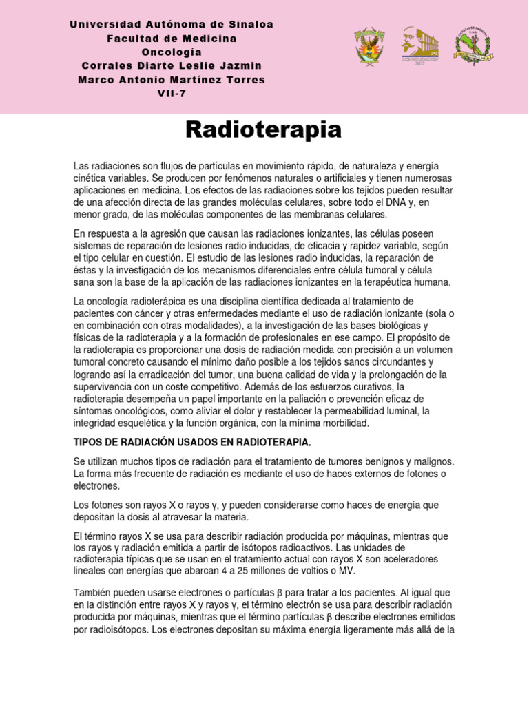 Radio Tera Pia | PDF | Terapia de radiación | Radiación ionizante