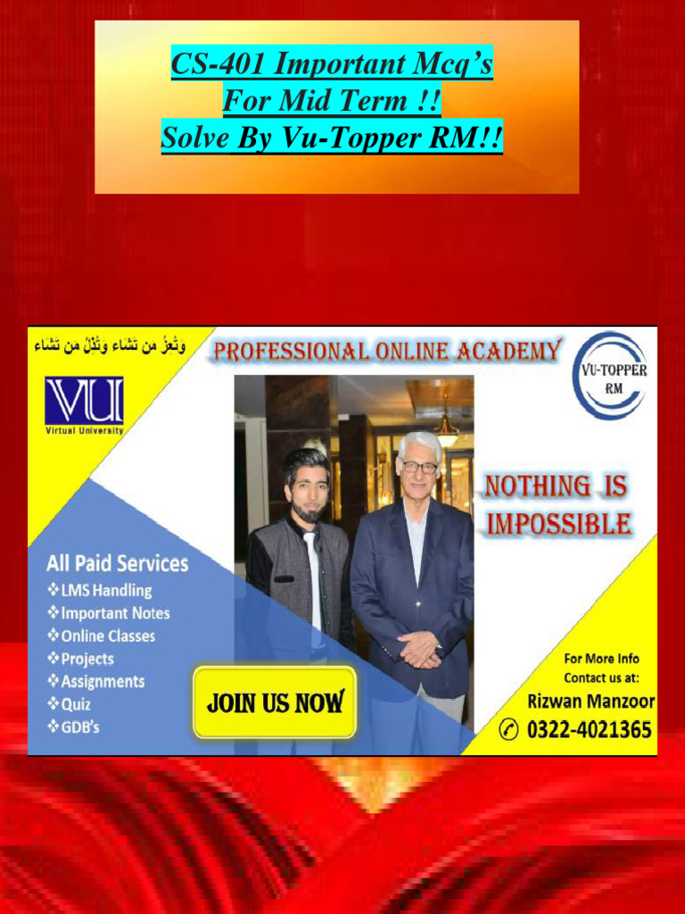 CS401 Mcqs MidTerm by Vu Topper RM | PDF | Pointer (Computer Programming) | Assembly Language