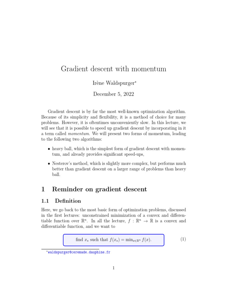 Advanced Gradient Descent | PDF | Mathematical Optimization | Analysis