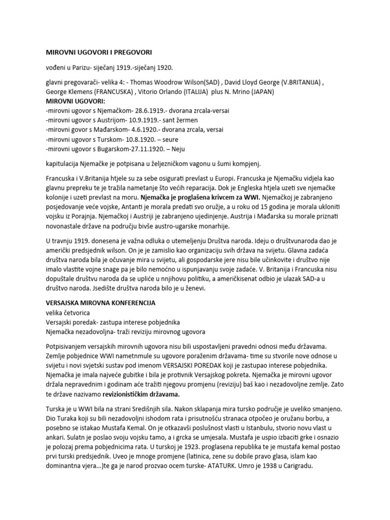 Mirovni Ugovori I Pregovori | PDF
