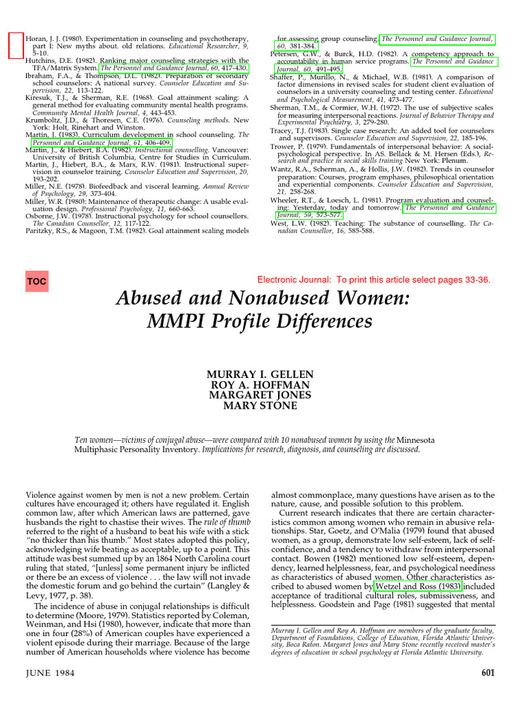 MMPI Profile Differences | PDF | Psychotherapy | Domestic Violence