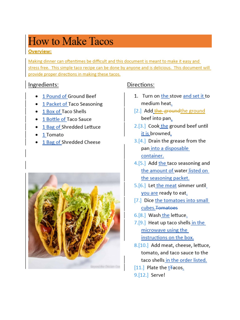 How To Make Tacos Portfolio Changes | PDF
