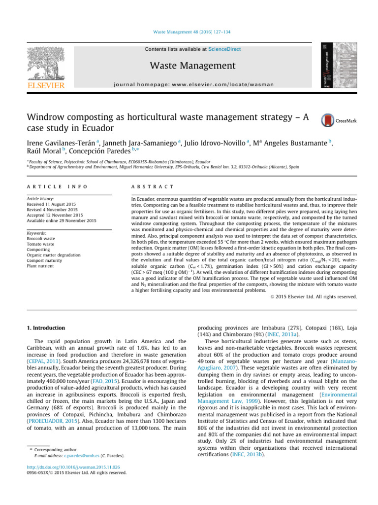 Horticultural Waste Composting in Ecuador | PDF | Compost | Fertilizer