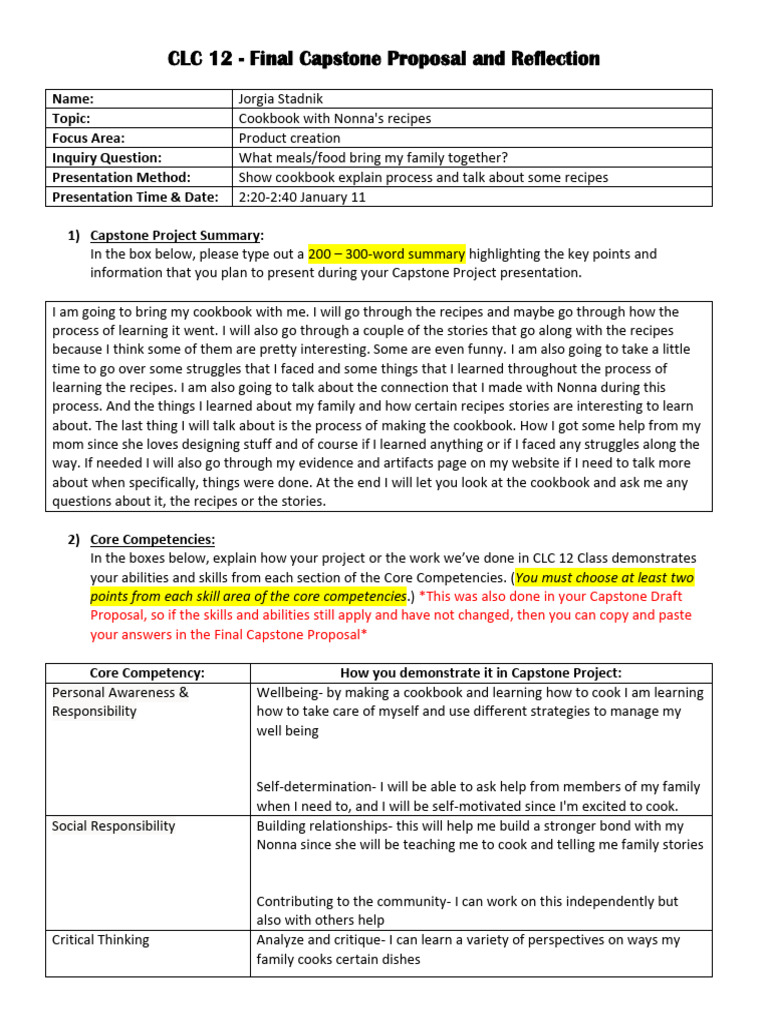 CLC 12-Combined Final Capstone Proposal Ref | PDF | Cookbooks | Recipe