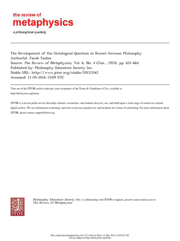 Philosophy Education Society Inc. The Review of Metaphysics | PDF ...