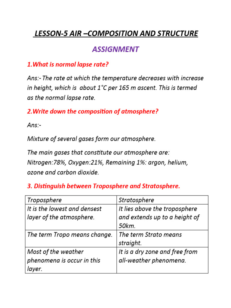 Air Composition Notes | PDF | Atmosphere Of Earth | Atmosphere