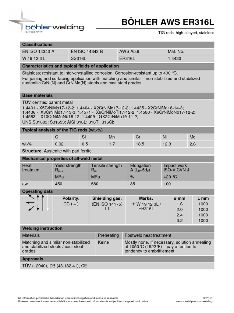ER316L Ss en 1 | PDF | Stainless Steel | Steel