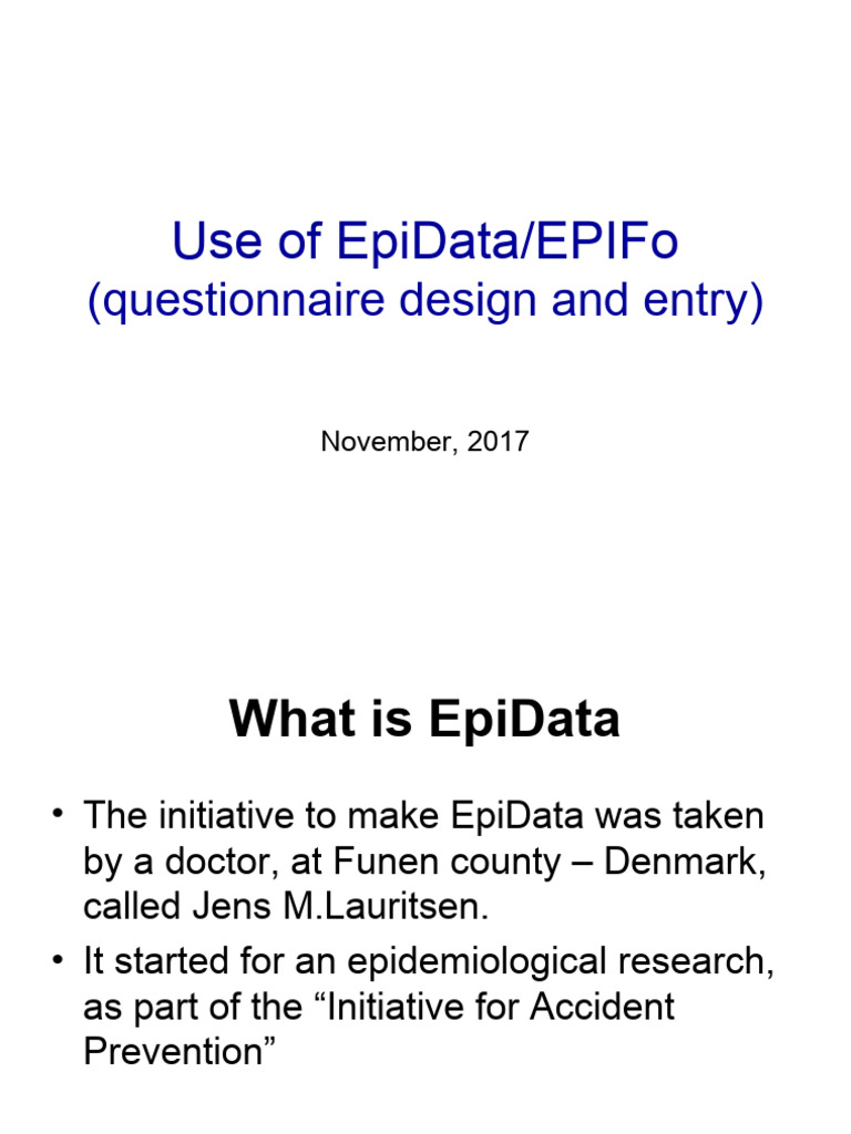 EPIData Presentation | PDF | Boolean Data Type | Computing