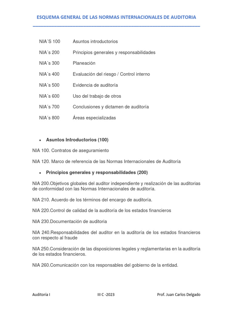 Resumen de NIA S (Esquema) | PDF | Auditoría | Contralor