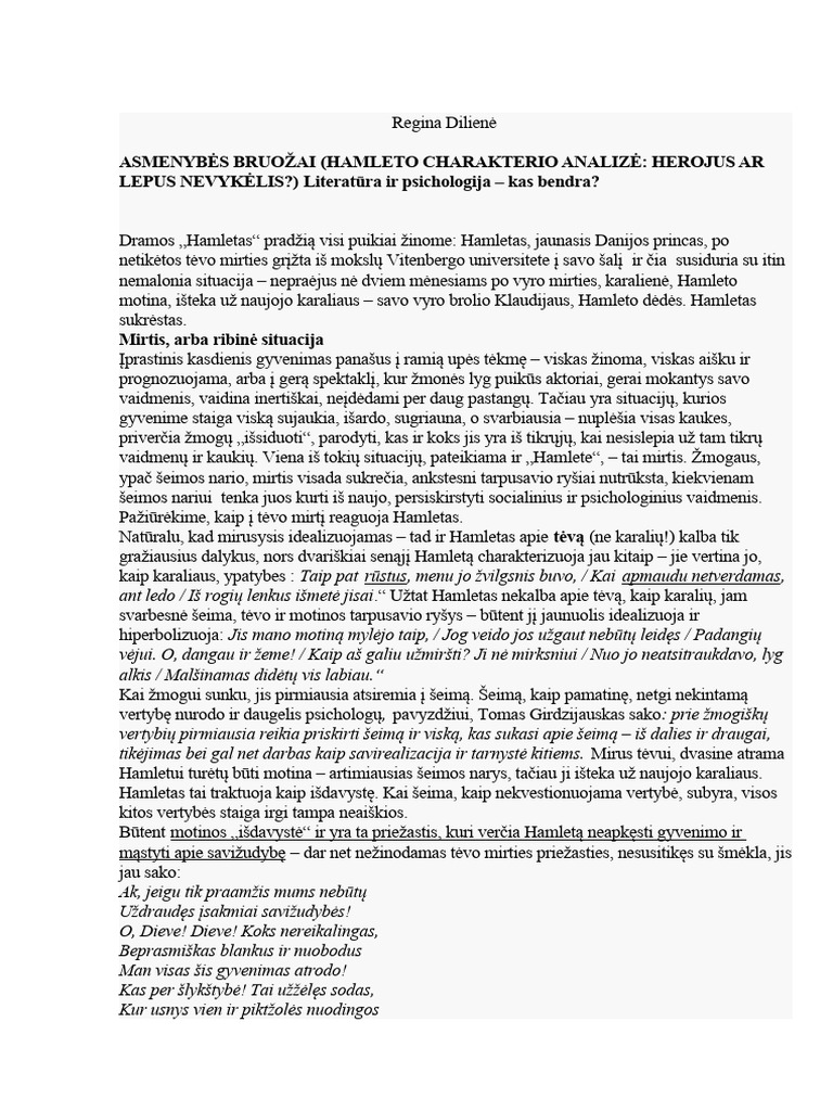 Hamletas (Straipsnis) | PDF