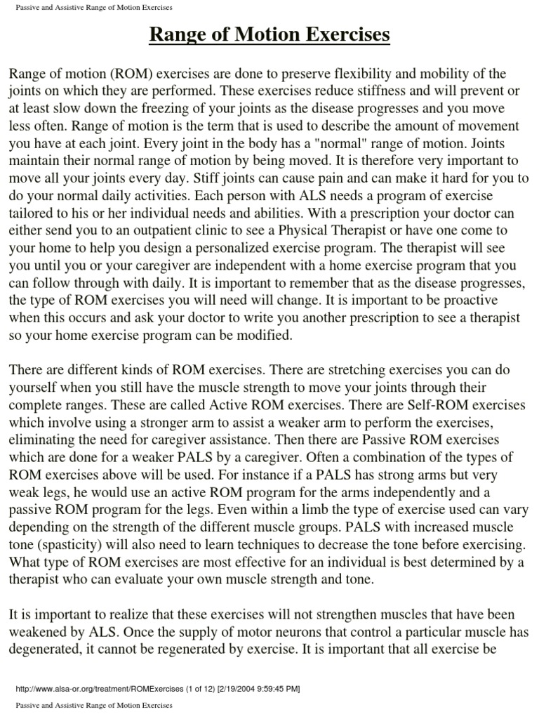 Rom Exercises | PDF | Anatomical Terms Of Motion | Foot