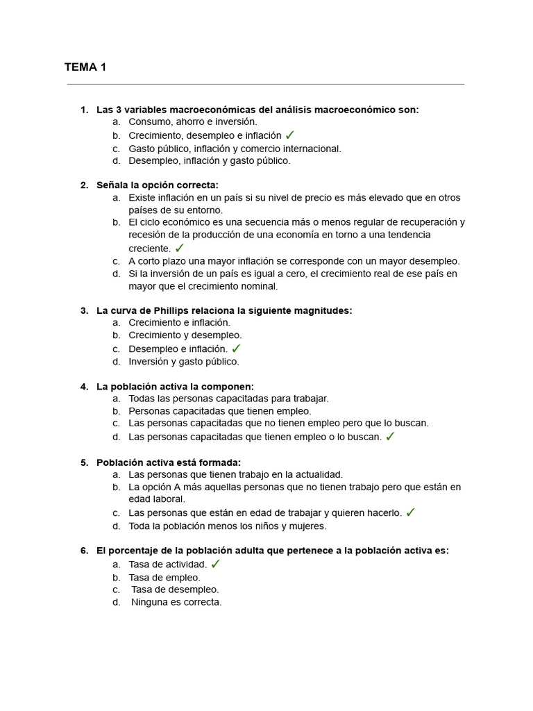 Ejercicios Macro. TEMA 1 | PDF | Desempleo | Inversiones