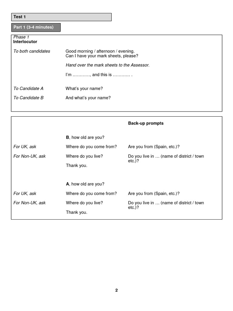 English Speaking Test Guide | PDF