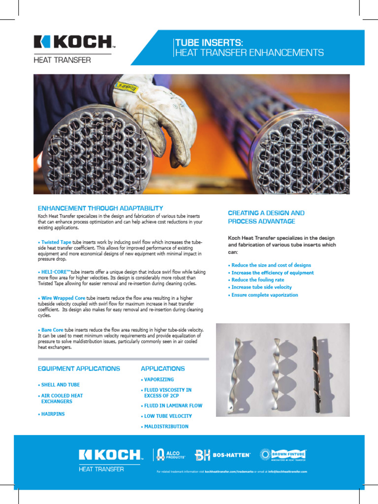 Tube Insert Marketing Brochure | PDF | Heat Transfer | Heat Exchanger