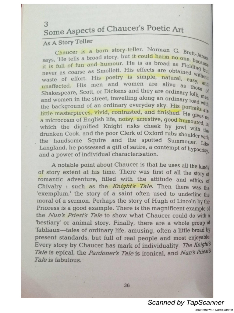 Notes On The Prologue To The Canterbury Tales | PDF