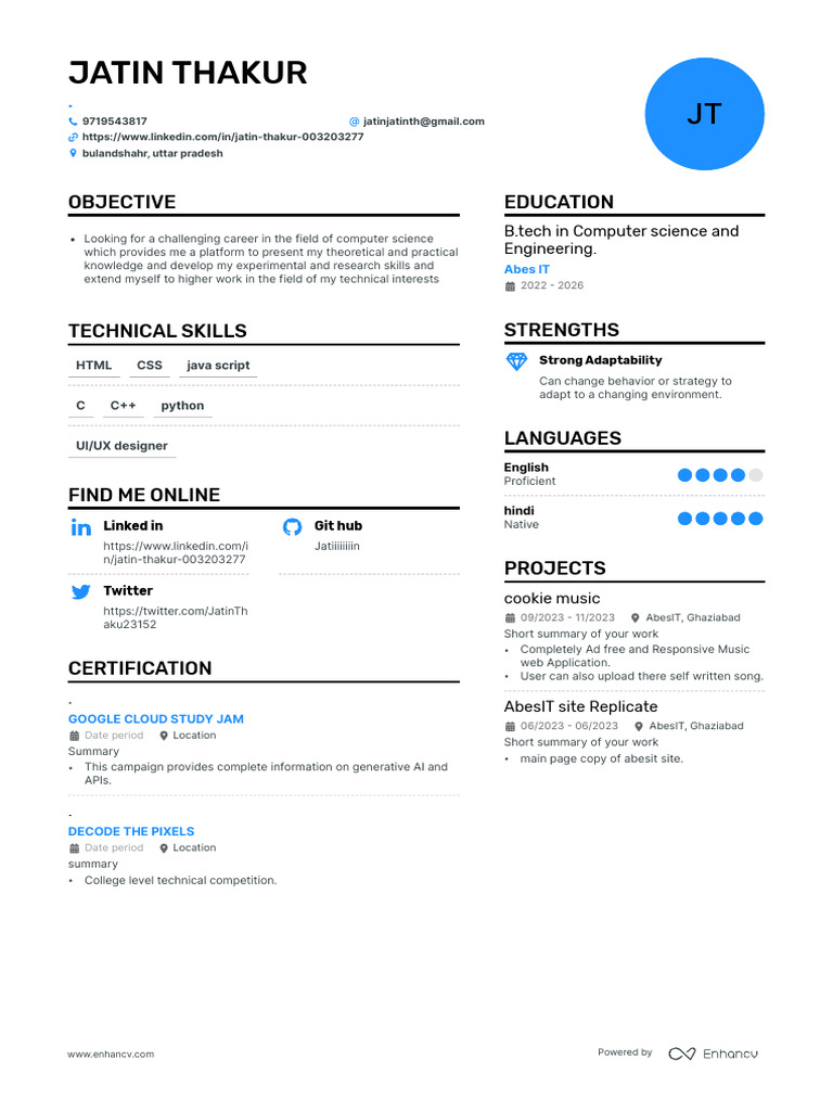 Jatin Thakur Resume | PDF | Software Development | Cyberspace