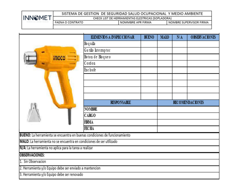 394430866-Check-List-de-pistola de Calor | PDF