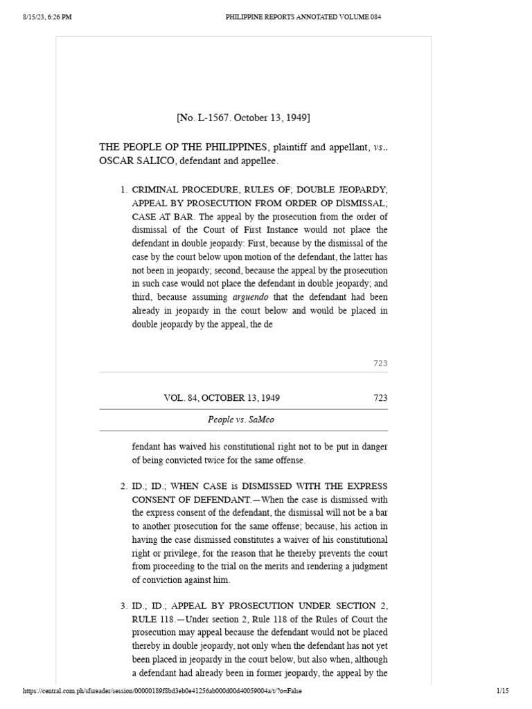 eSCRA-sample | PDF | Double Jeopardy | Acquittal