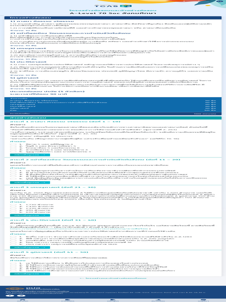 A-Level 70 Soc สังคมศึกษา - TCAS66 Blueprint | PDF