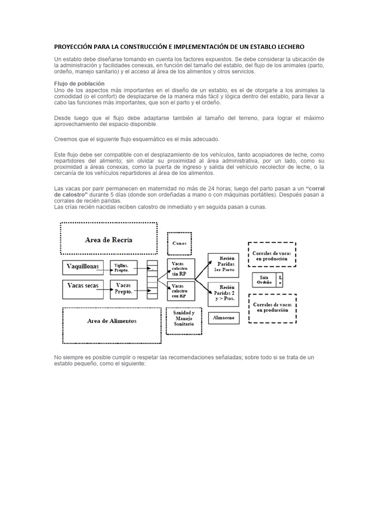 Proyección para La Construcción e Implementación de Un Establo Lechero ...