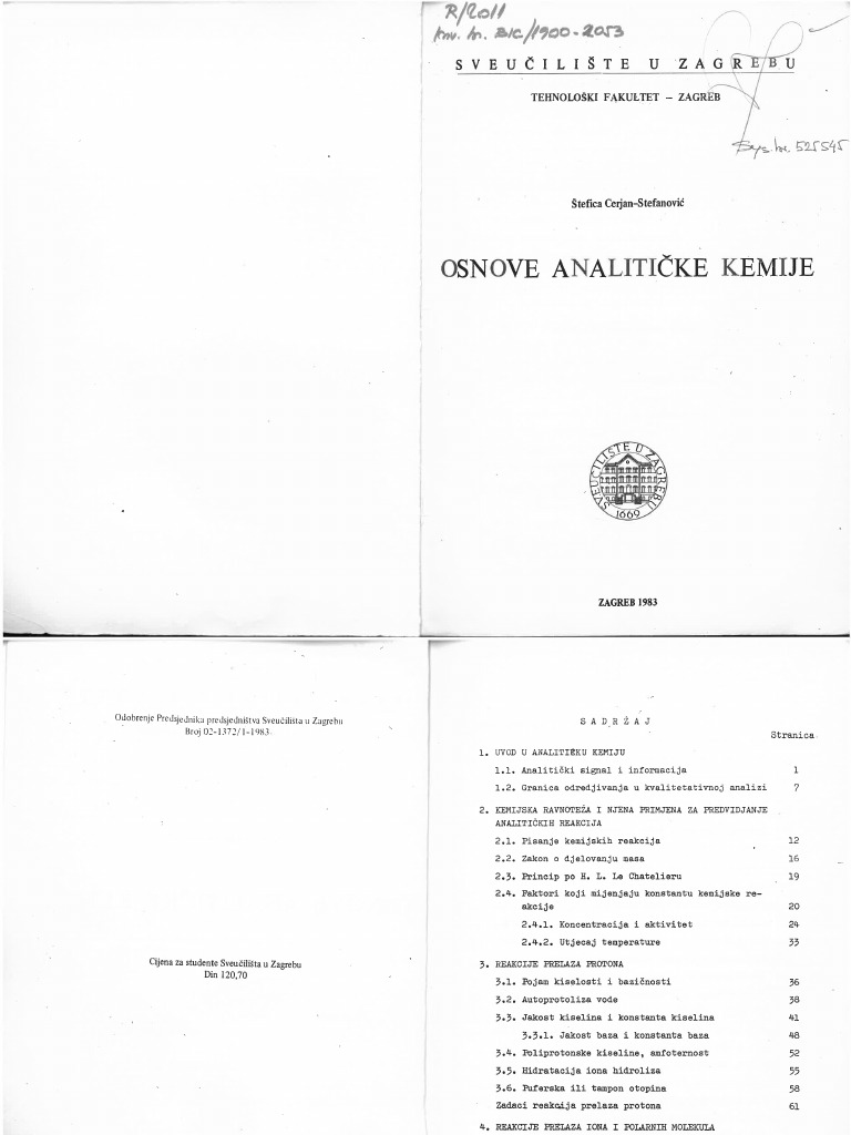 Osnove - Analit - Kem, Prvi Dio | PDF