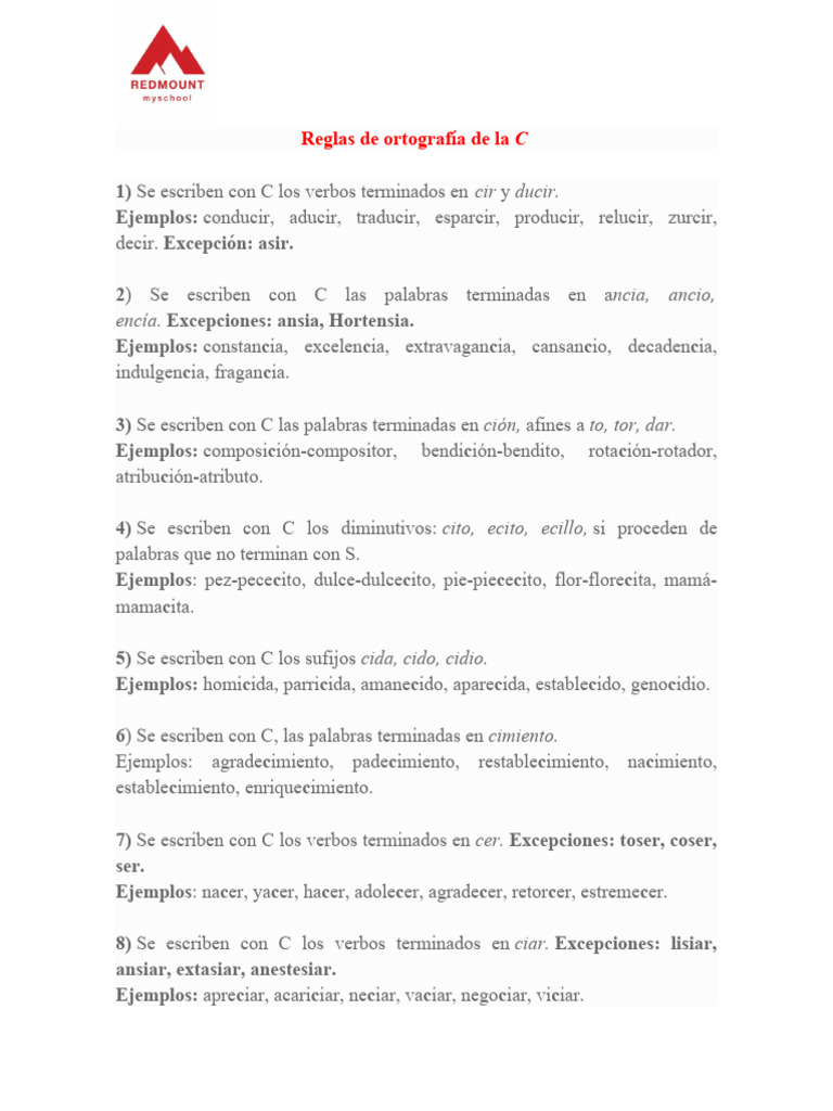 Reglas de Ortográficas de La C | PDF | Estudios de idiomas extranjeros ...