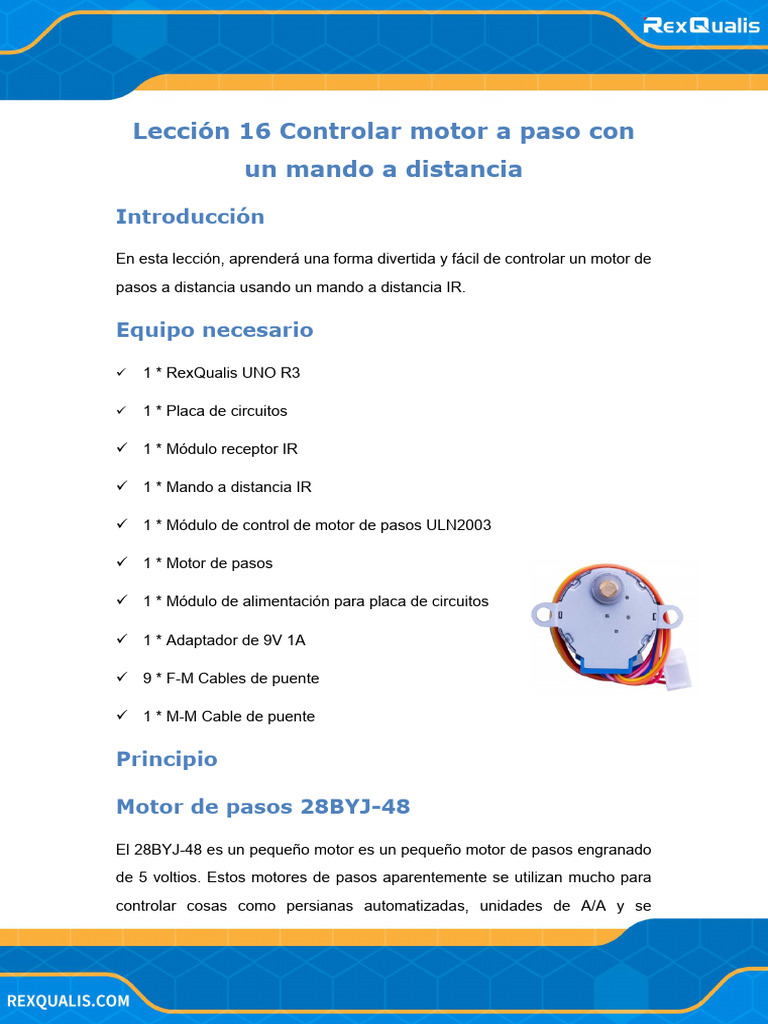 Lección 16 Controlar Un Motor de Pasos Con Un Mando A Distancia | PDF | Arduino | Ingeniería ...