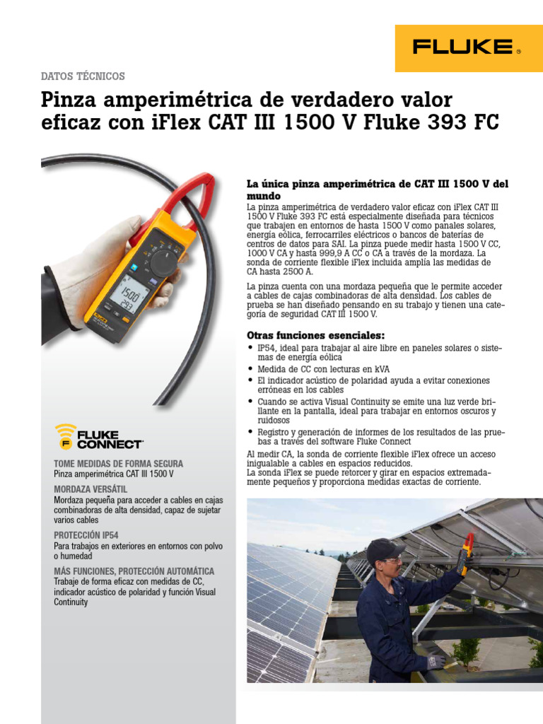 PINZA AMPERIMÉTRICA DE VERDADERO VALOR EFICAZ CON IFLEX CAT III 1500 V 393 FC | PDF | Corriente ...