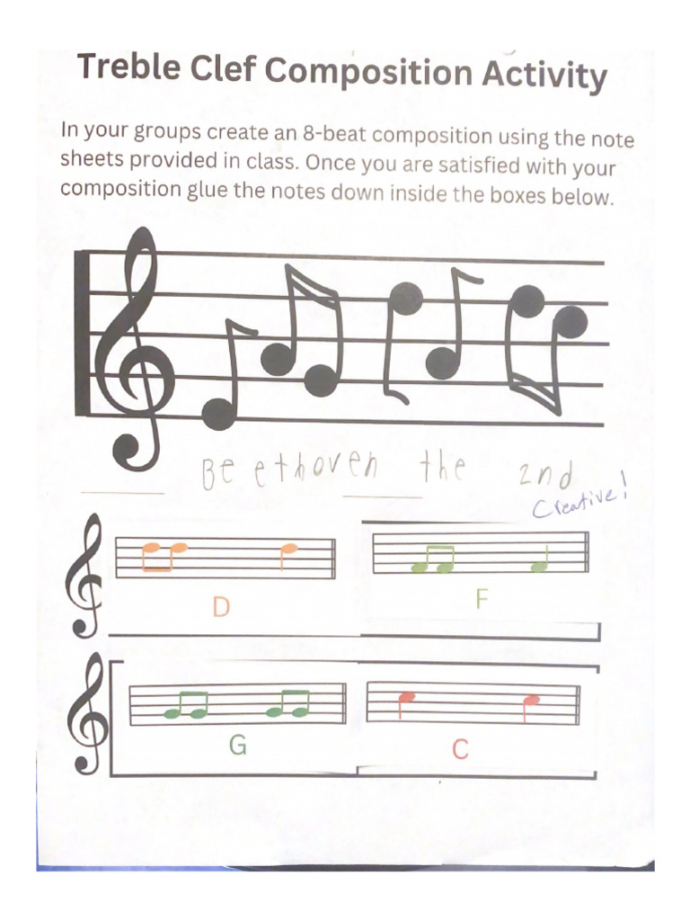 Treble Clef Composition Activity | PDF