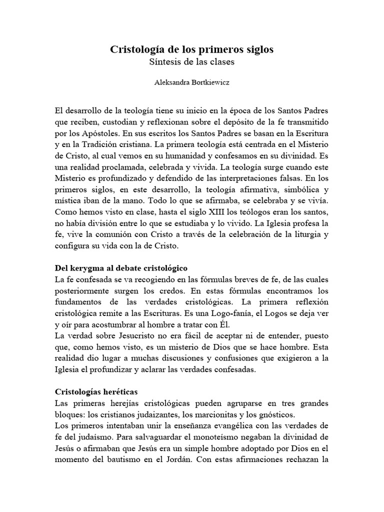 Cristología de Los Primeros Siglos | PDF | Cristología | Jesús
