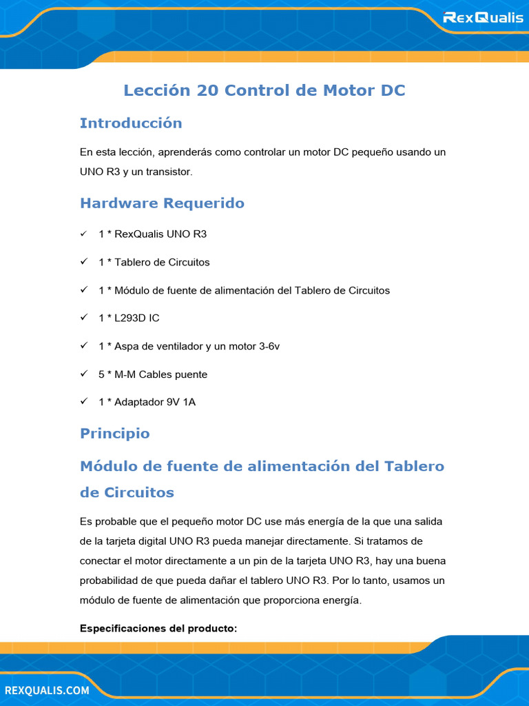 Lección 20 Control de Motor DC | PDF | Fuente de alimentación | Bienes ...