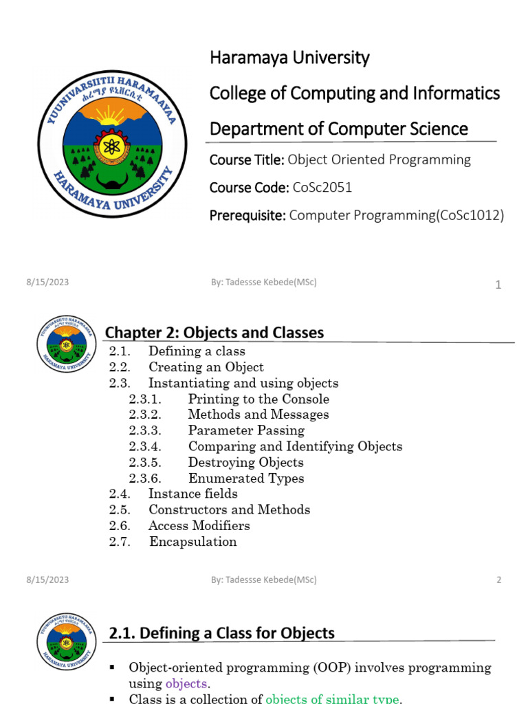 OOP Chapter 2 | Download Free PDF | Method (Computer Programming) | Parameter (Computer Programming)