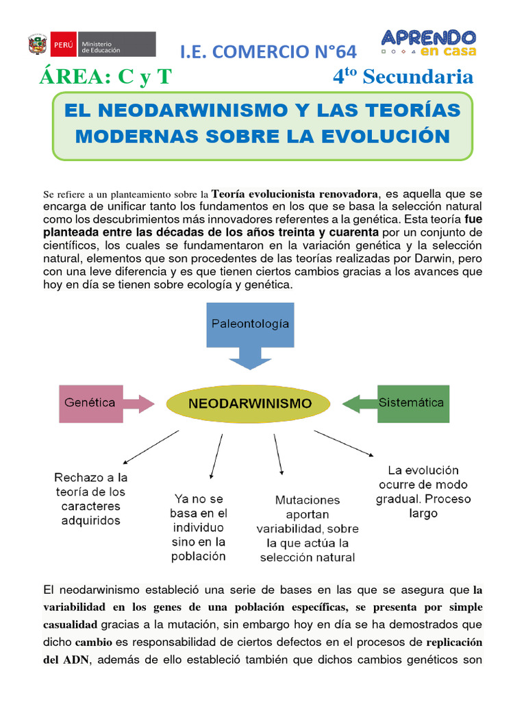 El Neodarwinismo y Las Teorías Modernas Sobre La Evolución | PDF ...