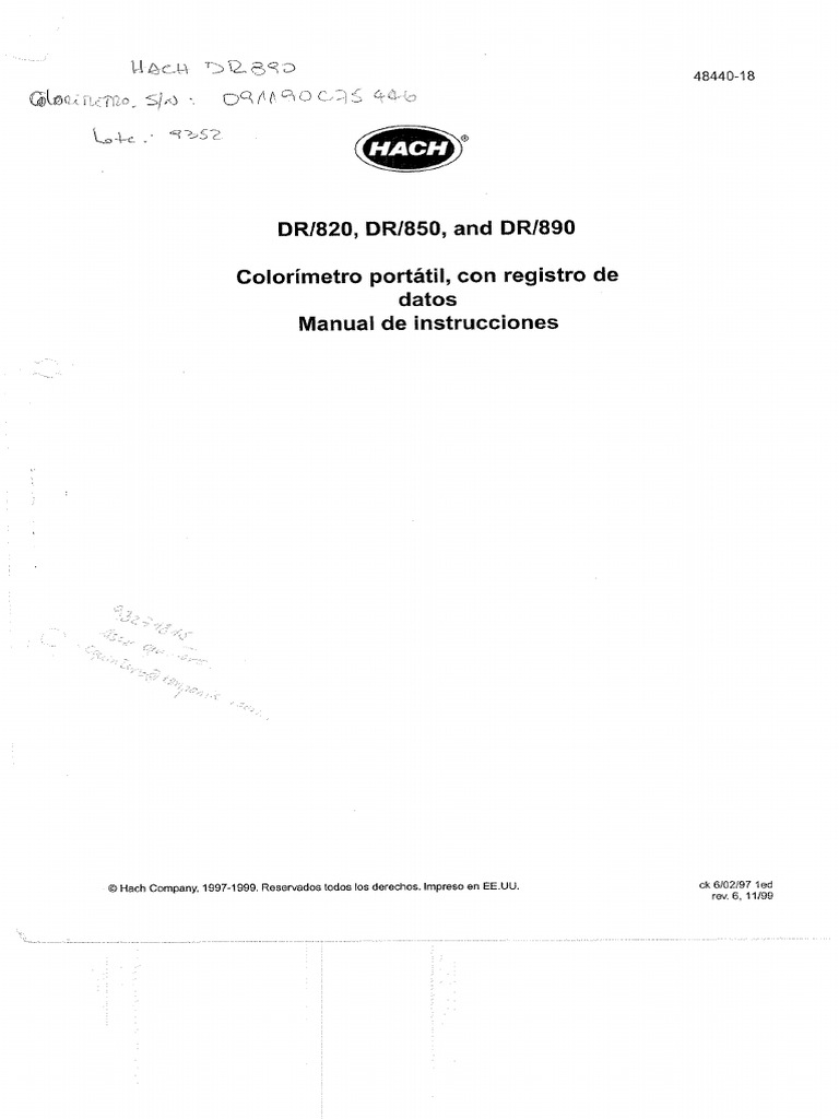 Colorímetro Hatch 890 | PDF