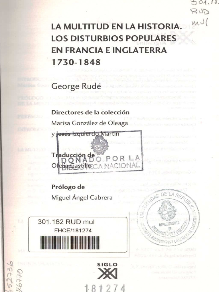 George Rudé - La Multitud en La Historia | PDF