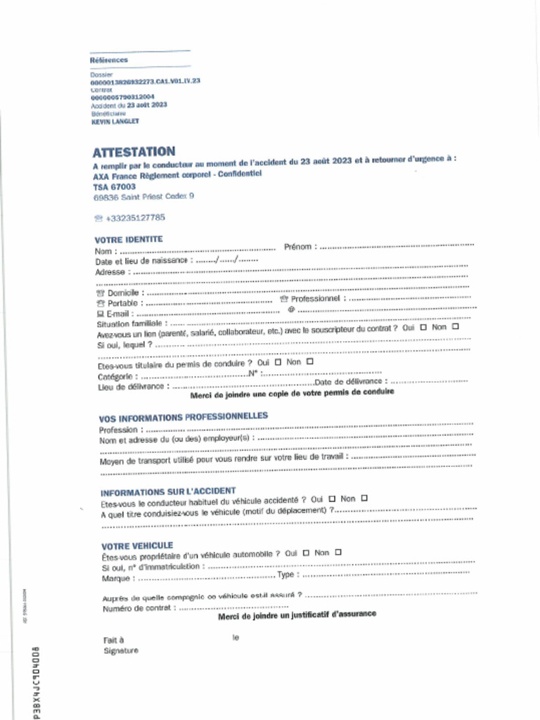 Attestation AXA | PDF