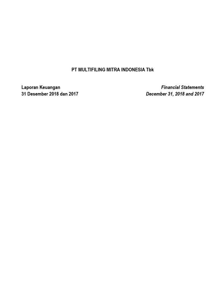 Financial Statements 2018-2017 PT Multifiling | PDF | Dividend ...