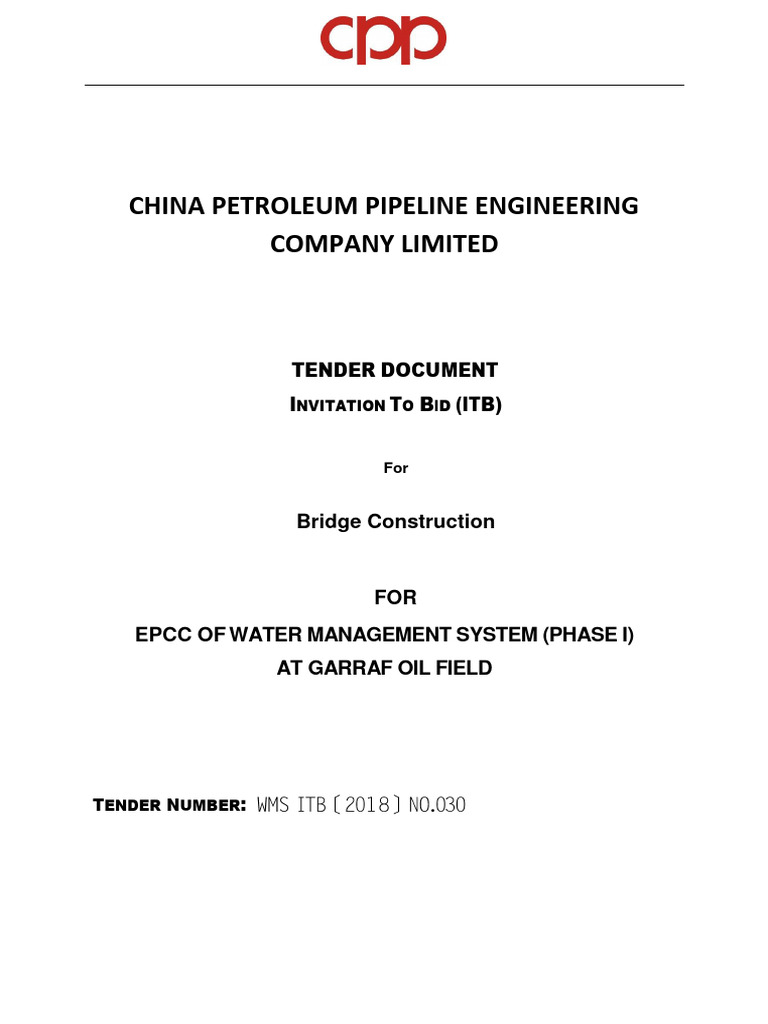 WMS ITB〔2018〕NO.030 ITB For Bridge Construction | PDF | Water | Addendum