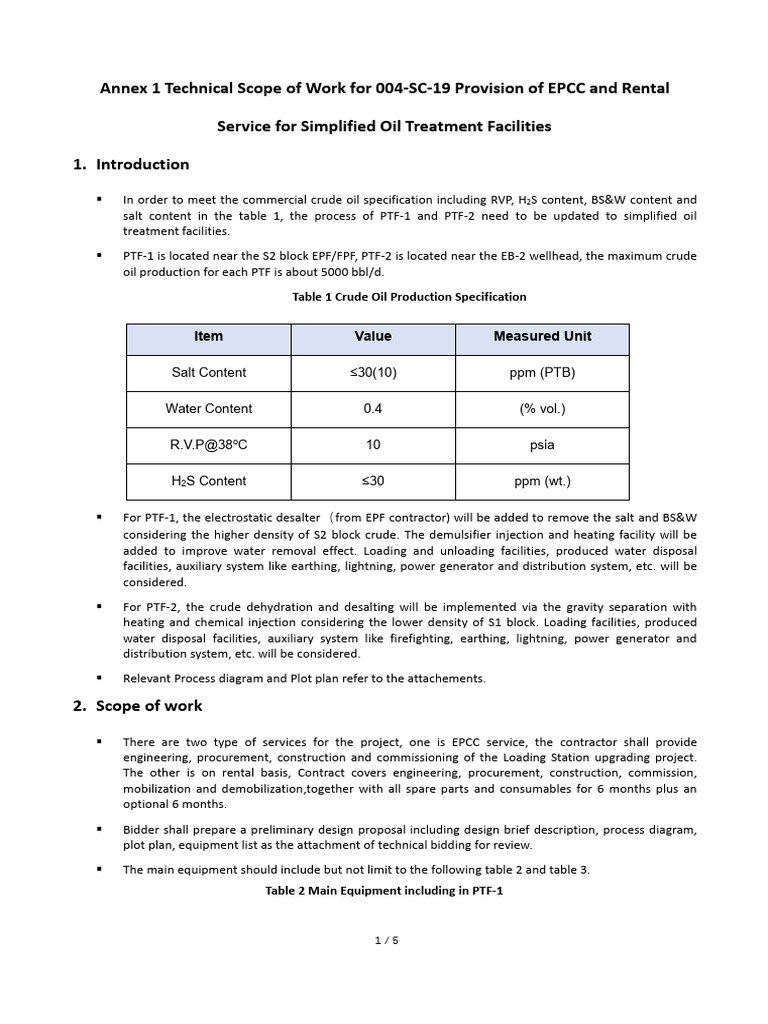 Annex 1 Technical Scope of Work | Download Free PDF | Pipe (Fluid Conveyance) | Pump