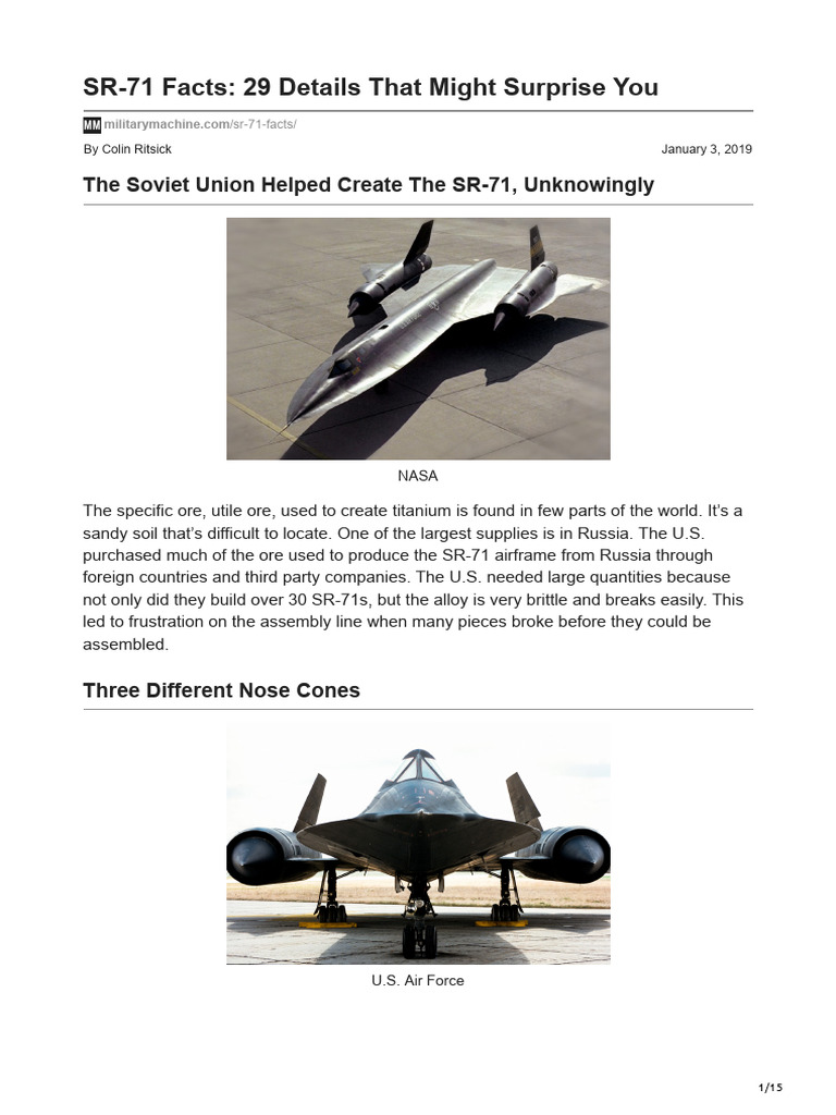SR-71 29 Facts | PDF | Aerospace Engineering | Aviation