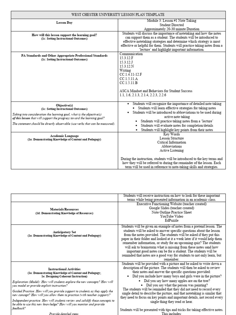 Module 3 Lesson 1 Notetaking | PDF | Pedagogy | Teachers