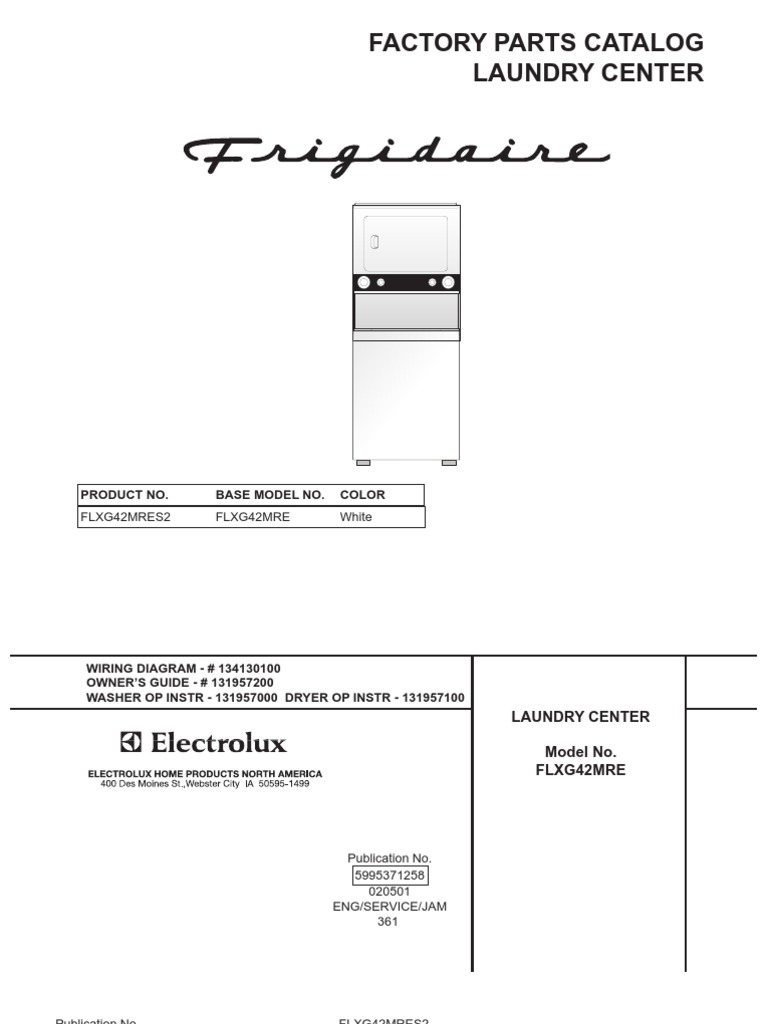 Frigidaire Laundry Center Parts Manual | PDF