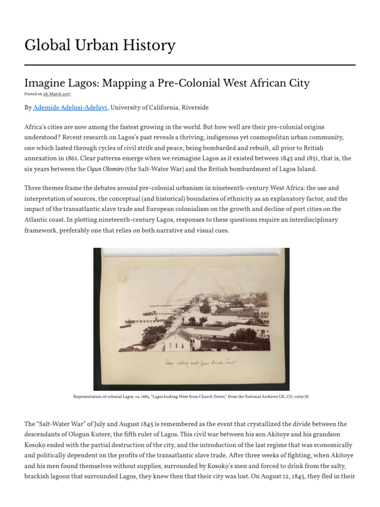 Imagine Lagos - Mapping A Pre-Colonial West African City Global Urban ...