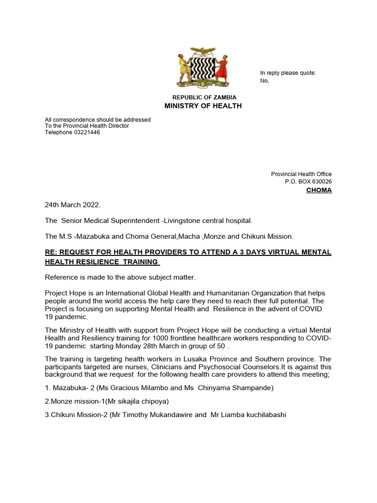 Mental Health Invite Letter | PDF