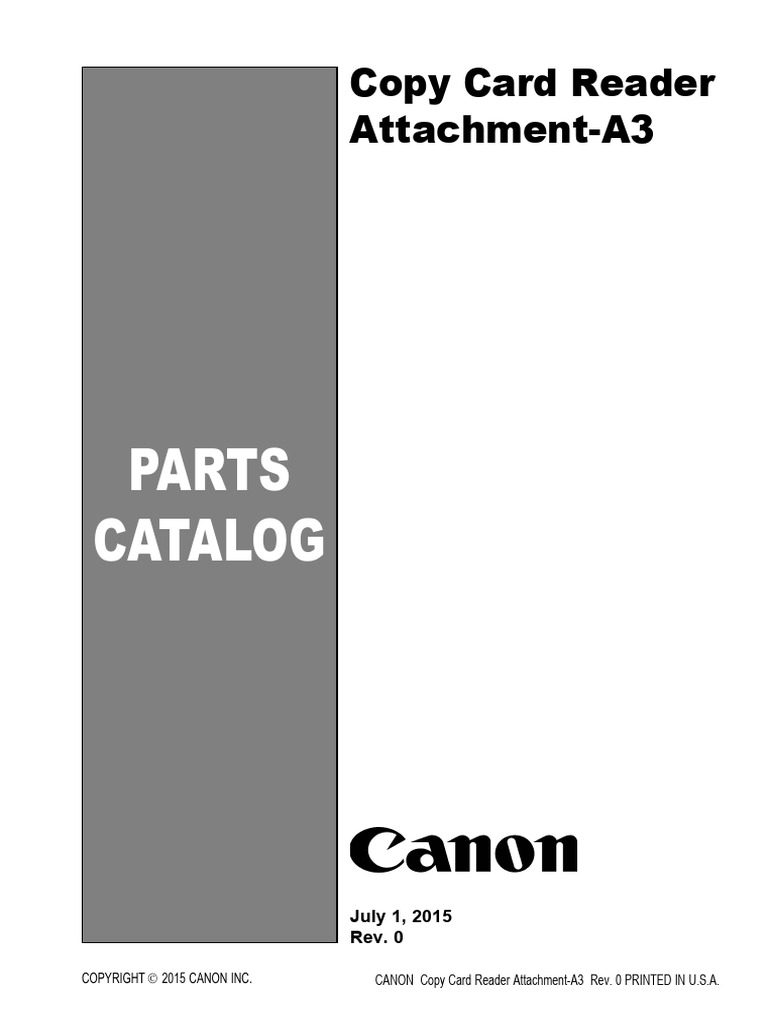 Copy Card Reader Attachment A3 Parts List | PDF
